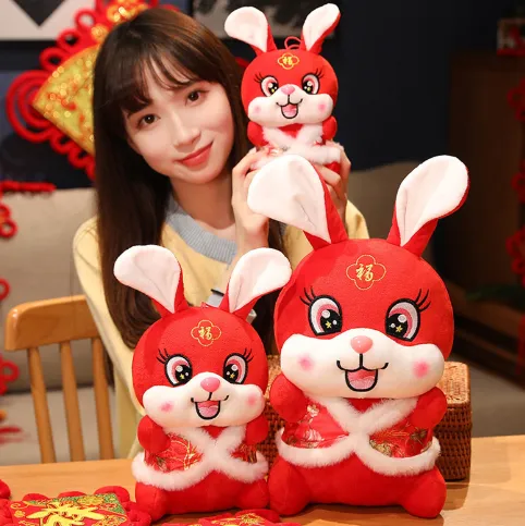 [Ready] 22/30/40cm Rabbit Plush Toy Lucky Red Tang Suit Cute Bunny Doll ...