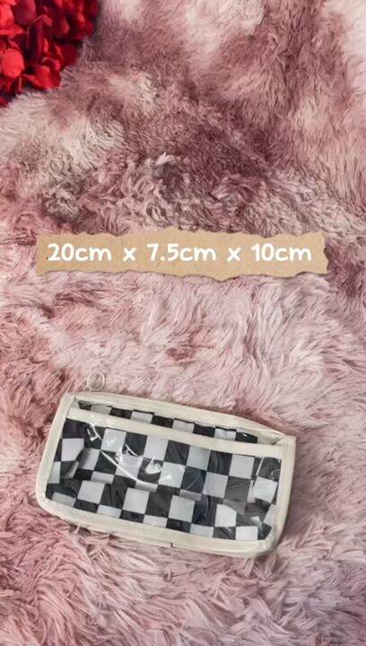 [ABS] Transparent PVC Black And White Pencil Case Leather Stylish ...