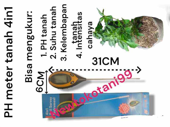 PH meter tanah 4in1 mengukur PH tanah kelembaban tanah suhu tanah dan instensitas cahaya phmeter ...