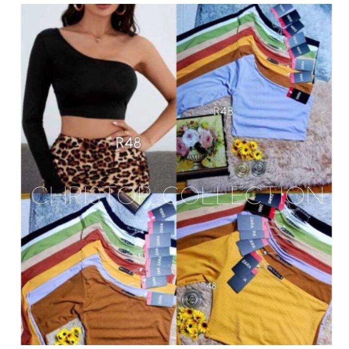 Pia One Side Long Sleeves Trendy Tops Lazada Ph
