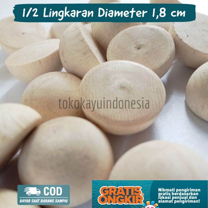 10 PCS 1/2 Lingkaran Bulat Kayu Diameter 2 cm Toko Kayu Indonesia ...