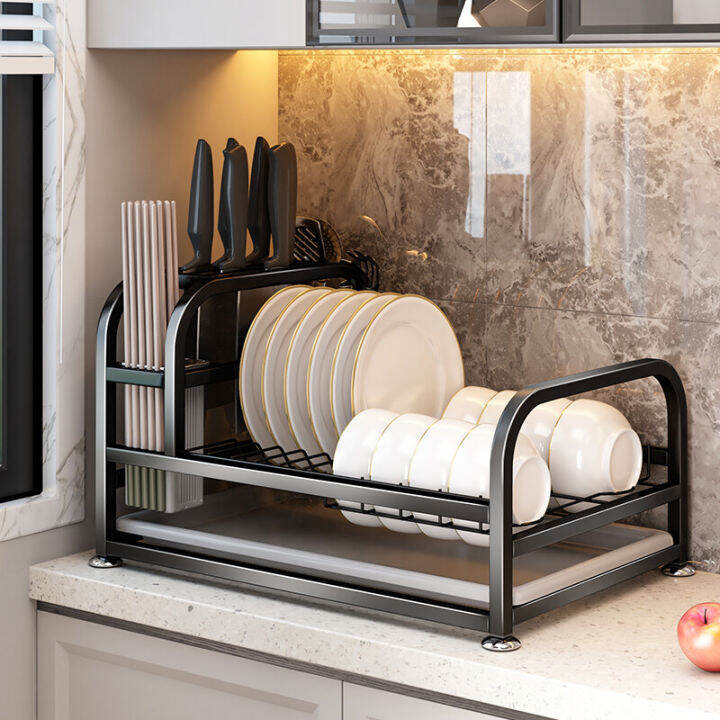 RoRoo ที่คว่ำจานเหล็ก พร้อมถาดรองน้ำ มีที่ใส่ช้อนส้อม 1,2 ชั้น ชั้นวาง ...