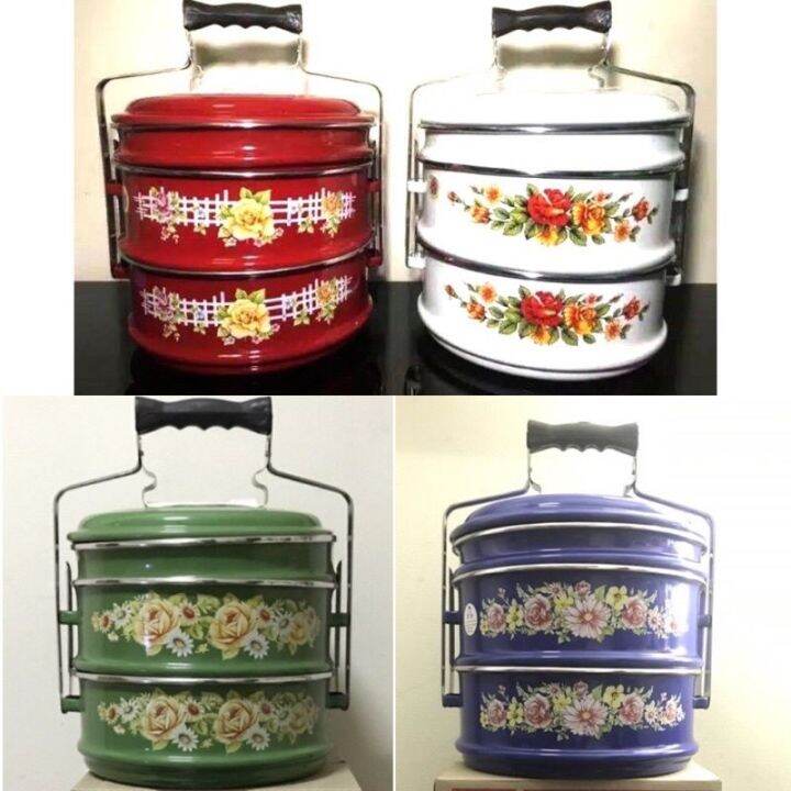 RANTANG ENAMEL / TENONG JADUL 24CM / 3 SUSUN LUNCH BOX KOTAK MAKAN ...