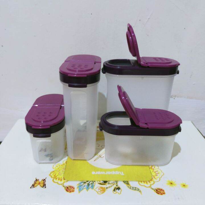 TUPPERWARE SPICE T GO (4 PCS) / WADAH BUMBU / TEMPAT PENYIMPANAN BUMBU ...