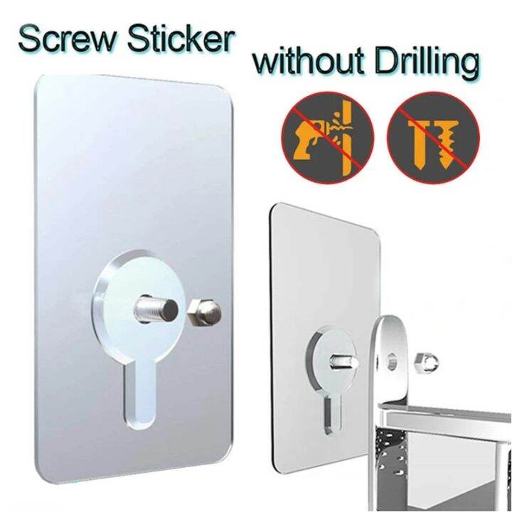 PVC Strong Adhesive Wall Screw Hooks Magic Strong Sticky No Punching ...