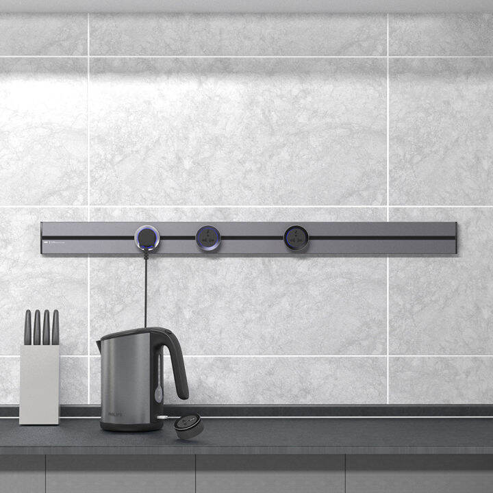 UK Adapter GRAY Power Track Socket rail Wall Mounted Wall Embedded ...