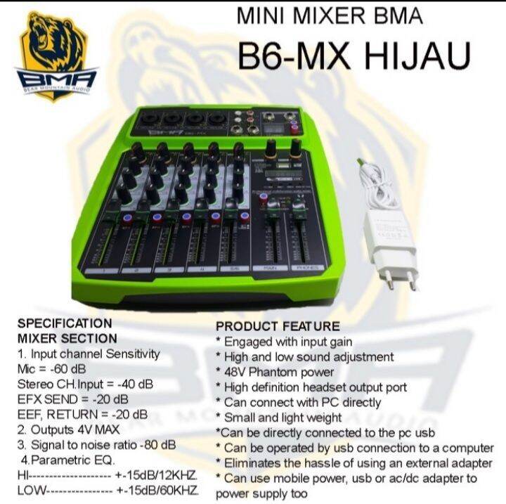Mini Mixer 6 Channel BMA B6-MX 48V Power USB - Hijau | Lazada Indonesia