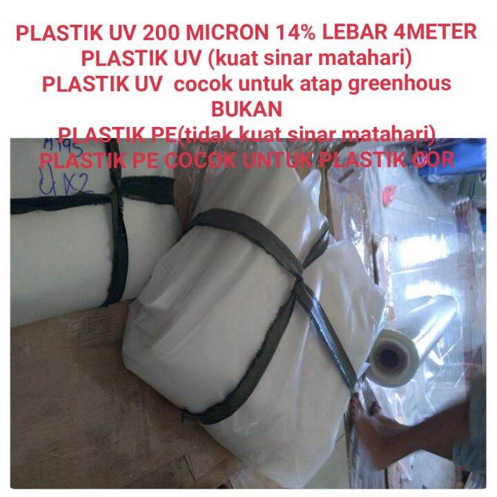 Plastik uv 200 micron /0,20mm /14% plastik uv 4x8 meter | Lazada Indonesia