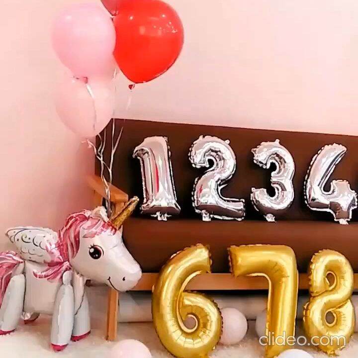 Balon Foil Angka Warna Silver Gold Pink Biru Ukuran 40cm 16 Inch Party ...