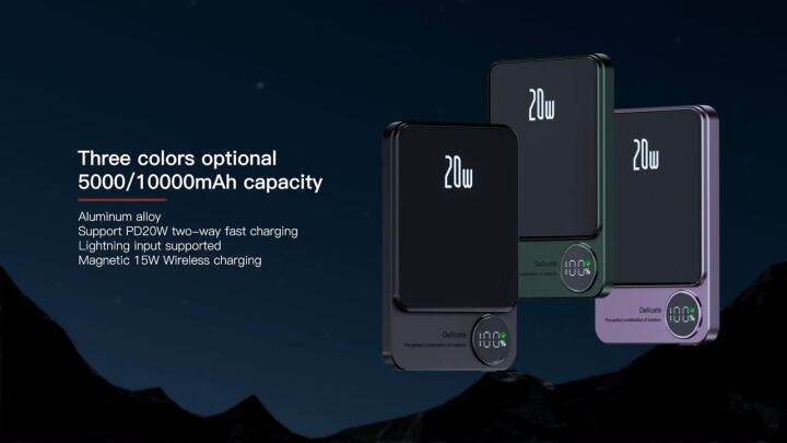 Sạc dự phòng không dây từ tính Magsafe dung lượng 10000mA màn hình led quản lý dung lượng pin hỗ ...