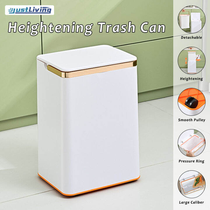 JustLiving 13L Motion Trash Can Home Trash Bins with Lid Removable ...
