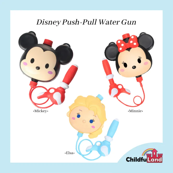 Disney Mickey Minnie Elsa Push-Pull Backpack Water Gun for Kids Toys ...