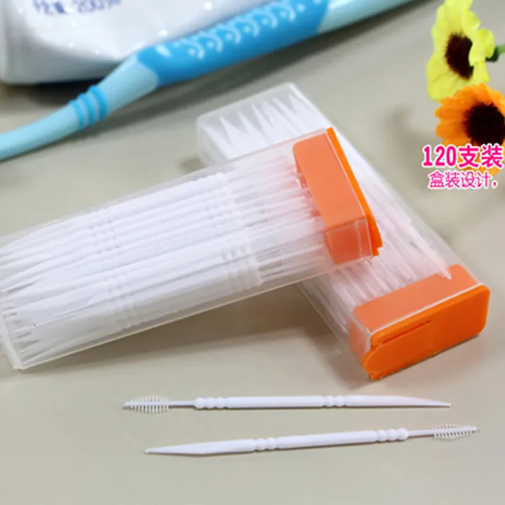 Zhenxing 120 PCs Portable Double-Headed Plastic Toothpick Cleaning Oral ...