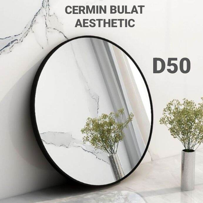 Cermin dinding ukuran 50cm cermin bulat aesthetic | Lazada Indonesia