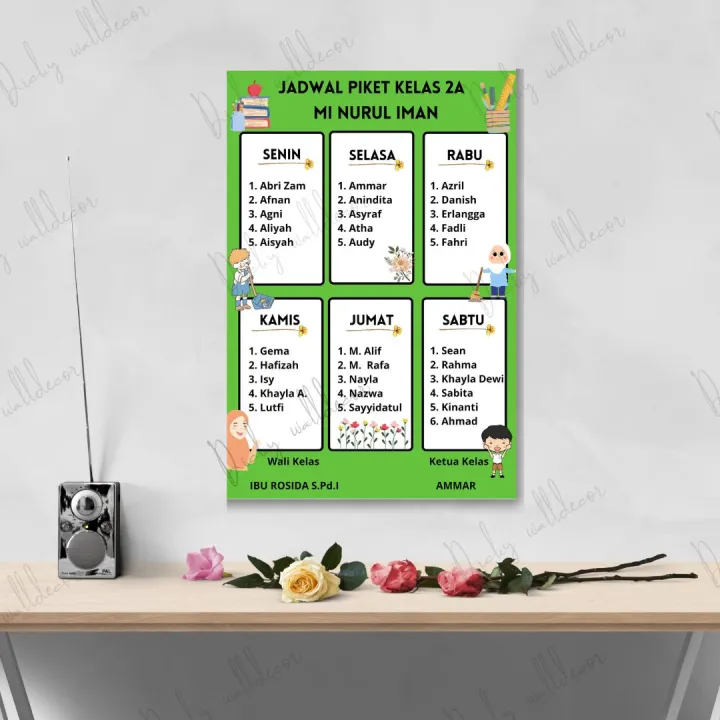 (BISA COD) POSTER JADWAL PELAJARAN KELAS / POSTER JADWAL PIKET KELAS ...