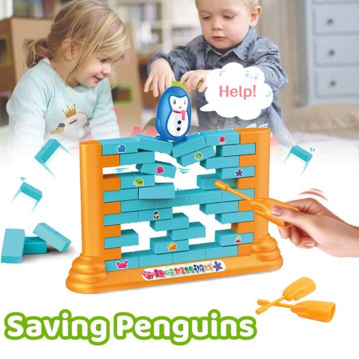 Save Penguin Building Block Wall Toys Funny Family Interactive Toys Kids Table Game Adult Toy ...