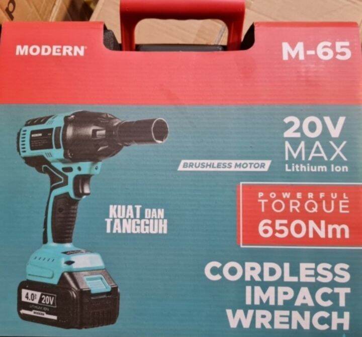 Bor Impact Wrench Cordless Brushless MODERN M65 Mesin Buka Pasang Baut ...