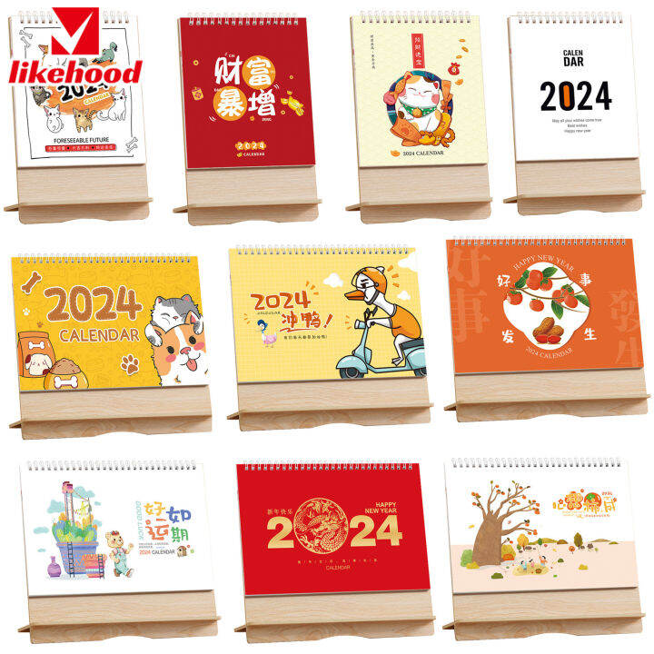 [Likelyhood] 2024 Cartoon Desk Calendar Self- Standing Flip DIY Text ...