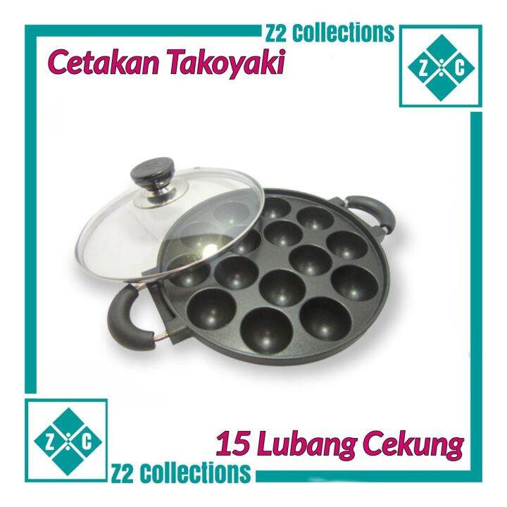 Cetakan kue teflon 15 lubang cekung takoyaki snack maker lubang cembung ...