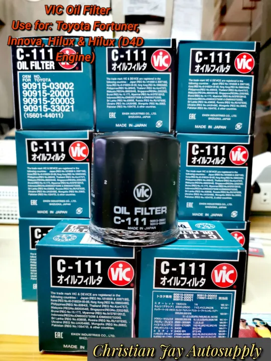 VIC Oil Filter C-111, Use for Toyota Fortuner, Innova, Hilux & Hi-Ace ...