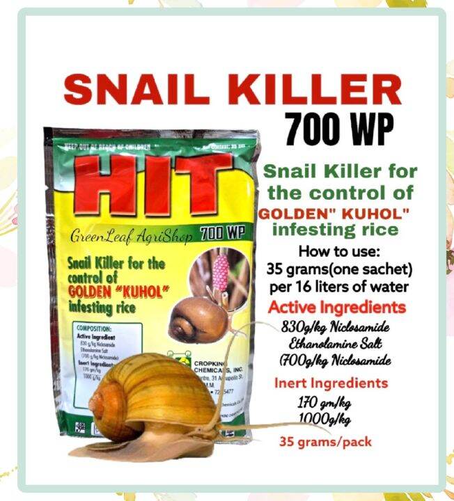 HIT Snail Killer 700WP Kills Golden Kuhol Infesting Rice/35g pack by ...