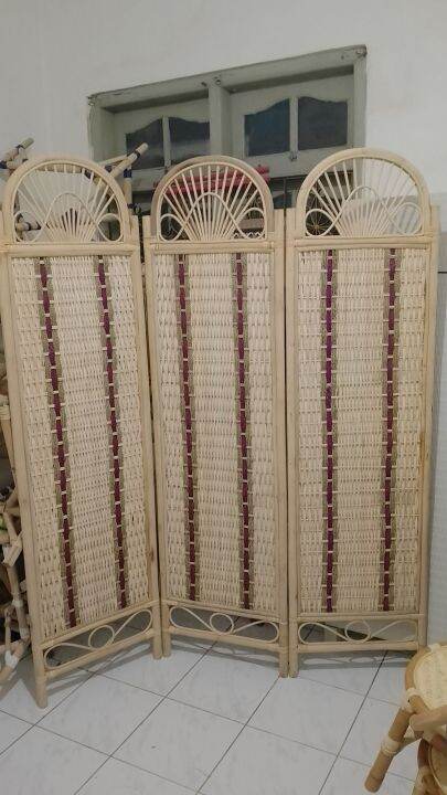 sketsel rotan partisi rotan pemisah ruangan rotan asli isi 3 pintu ...
