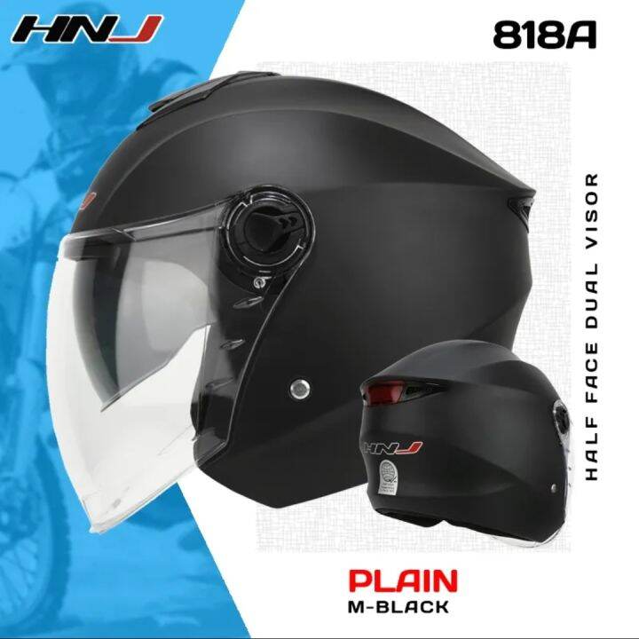 HNJ 818A DUAL VISOR HALF FACE HELMET WITH FREEBIES | Lazada PH