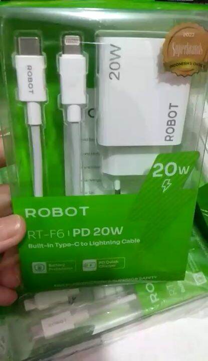 ROBOT USB-C PD Charger RT-F6 Quick Charger 20W with Kabel C to ...