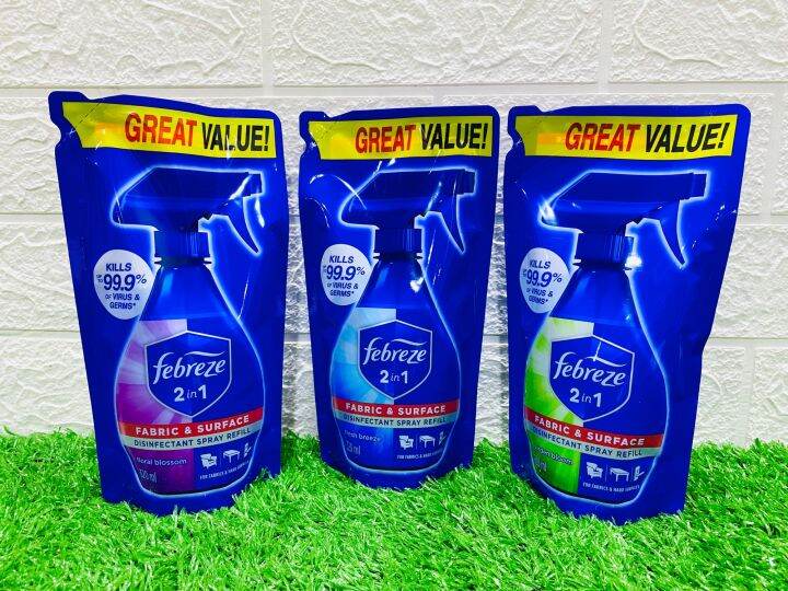 FEBREZE 2 IN 1 FABRIC & SURFACE DISINFECTANT SPRAY REFILL PACK 320ml ...