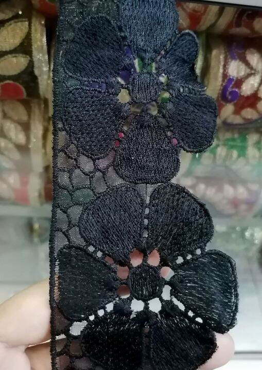 renda bordir bunga pinggiran lebar 6 cm (harga per 50 cm=setengah meter ...