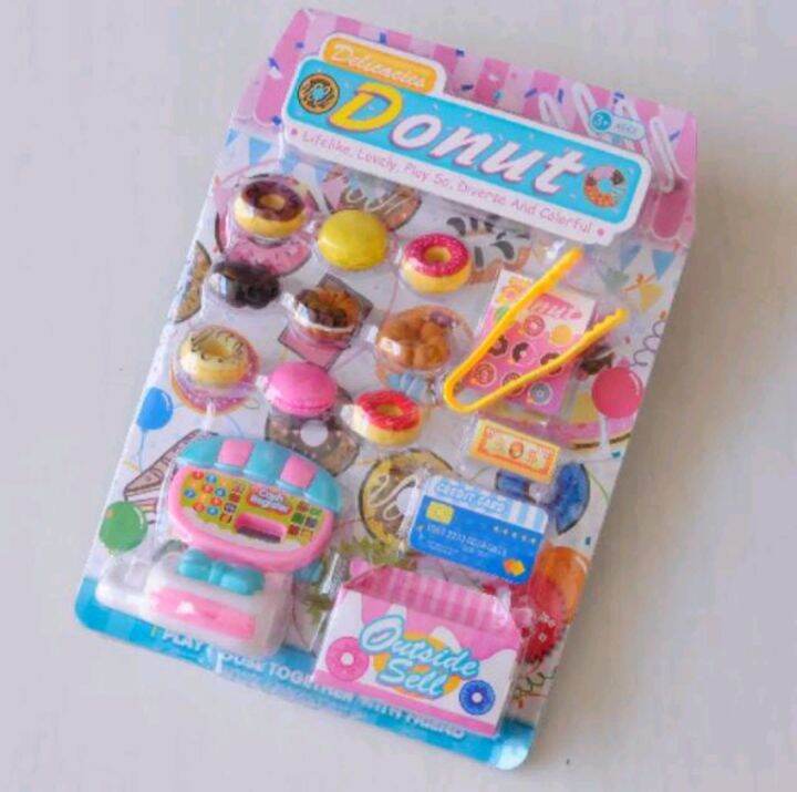 set mainan dokter donut plus penjepit mesin kasir dan tempat packing ...