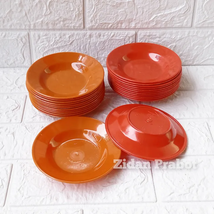 GROSIR Pisin / Piring Kecil Semi Melamin Ukuran 5 Inchi Warna Merah dan ...