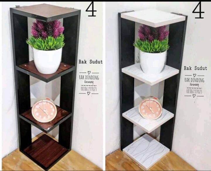 rak sudut dinding tatakan segi empat minimalis | Lazada Indonesia