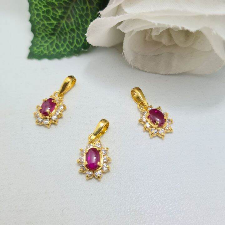 Liontin Mata Merah Siam Emas Muda | Lazada Indonesia