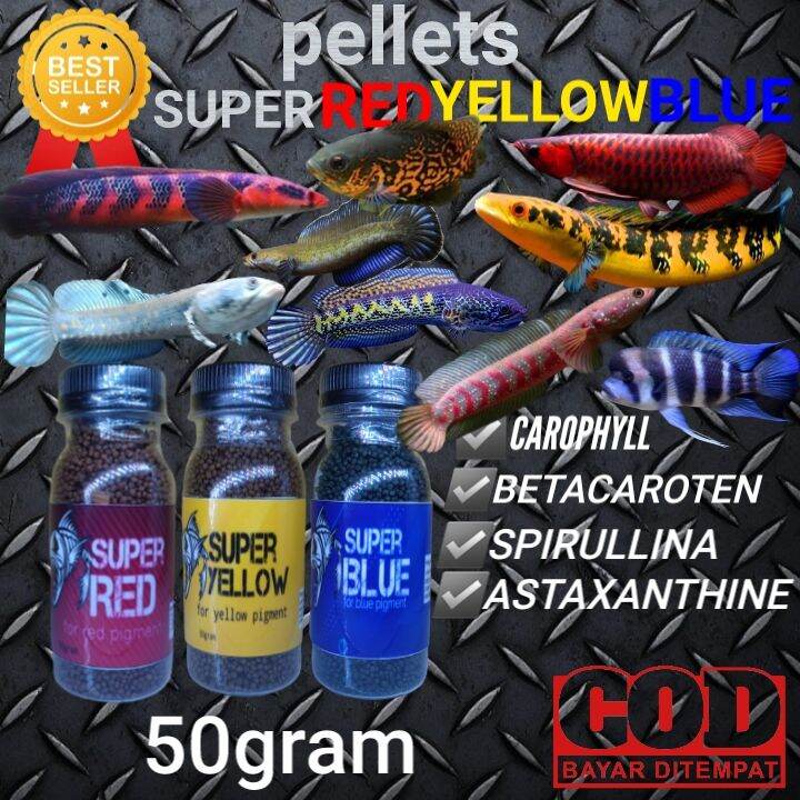 pelet premium super blue red yellow / pellet menaikan warna /progres ...