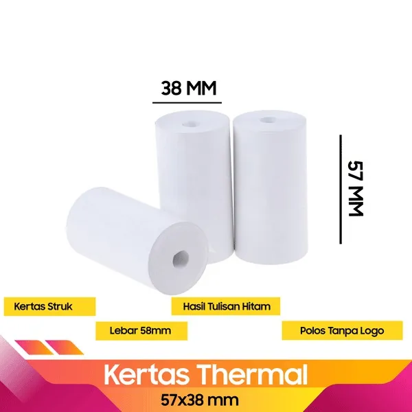 Kertas Thermal 57x38 Printer thermal roll EDC 57 x 38mm Kertas Struk ...