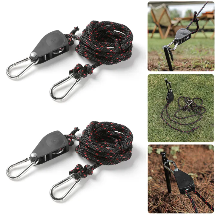 1 Set Tent Fixed Buckle Pulley Tensioner Adjustable Rope Fastener ...