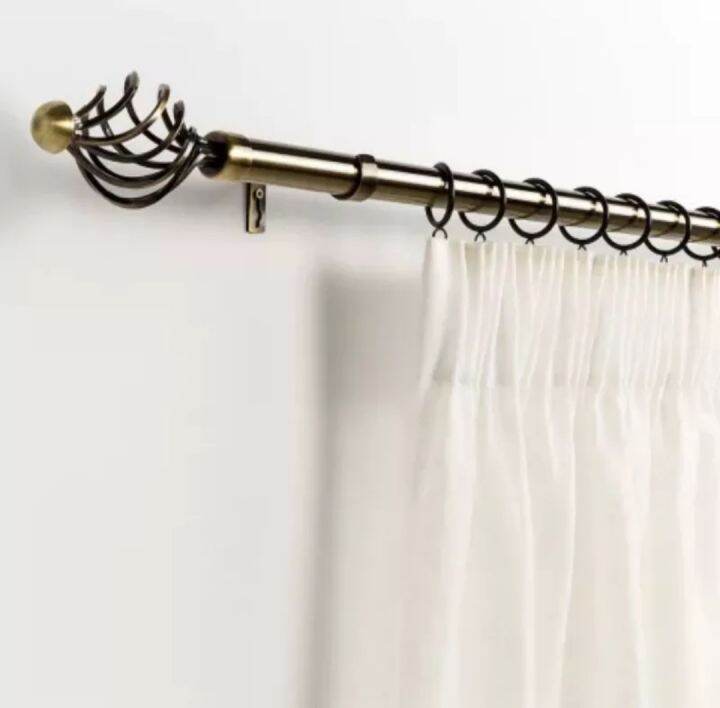 Adjustable Set Curtain Rod Spiral Twisted Cage Finials with free ...