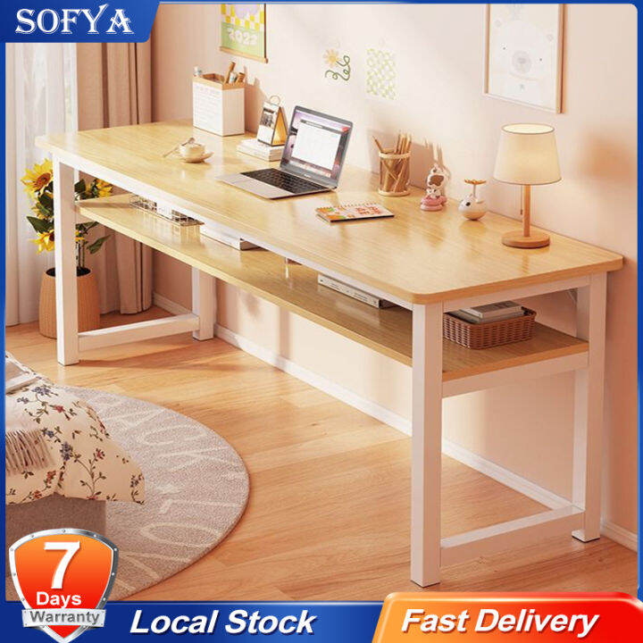 Sofya 160cm/140cm Home Office Table Study writing Desk Double layers ...