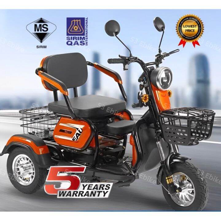 Ebike 3 Wheels Elektrik Basikal 3 Roda Electric Tricycle 3 Seats ...