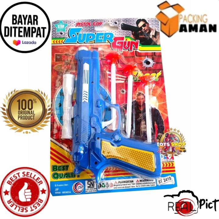 COD PROMO ST2418 Mainan Pistol Super Gun / PISTOL KETAPEL SET | Lazada ...