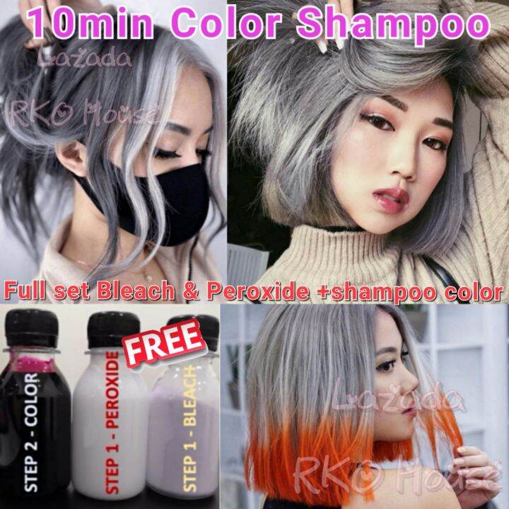 🇲🇾Ready Stock🇲🇾 Direct ASH GREY HairColor Kit(10minutes)100ml+Free ...