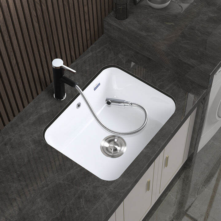Ceramic Counter Washing Basin Kitchen Black Sink Rectangular Household ...