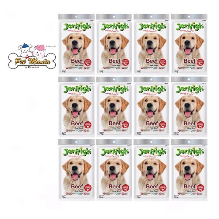 Jerhigh Dog Snack Beef Stick เจอร์ไฮ ขนมสุนัข รสเนื้อวัว (60 ก.) x 12 ...
