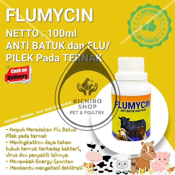 FLUMYCIN 100ml Obat Cair Batuk Pilek Flu untuk Hewan Ternak Sapi ...