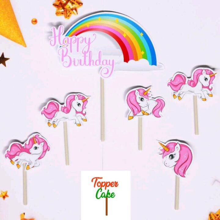 Topper Cake Kuda Poni dan Pelangi / Ingin COD? silakan chat dulu ...