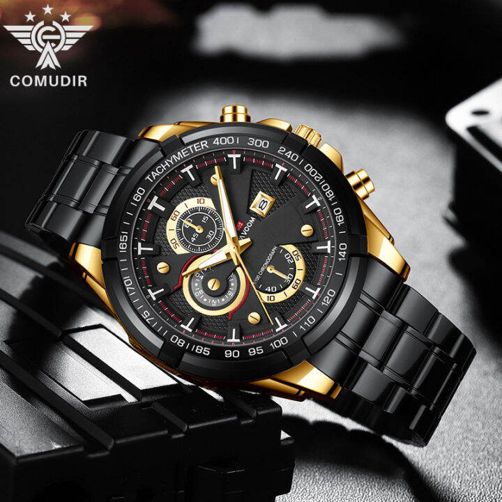 COMUDIR ปฏิทินธุรกิจนาฬิกาสำหรับผู้ชาย Jam Tangan Sport เรืองแสงกันน้ำ ...