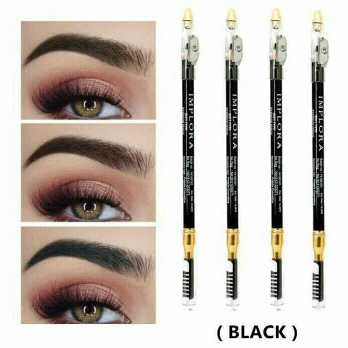 Pensil Alis Implora 3 in 1 Eyebrow pencil, Pencil alis Coklat dan hitam ...