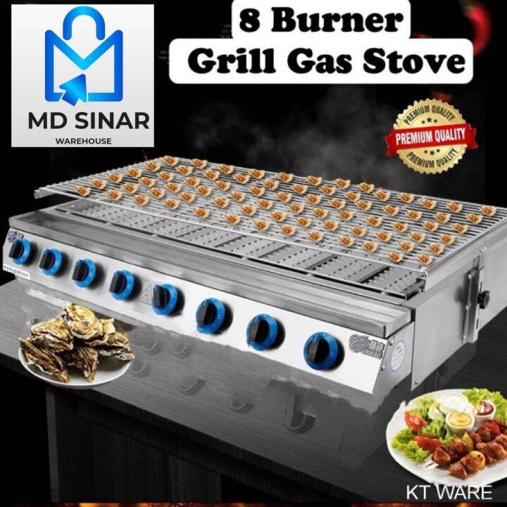 MD SINAR Stainless Steel Commercial Gas BBQ Grill Stove ( 8 Burner ...