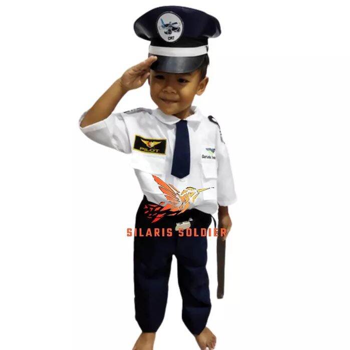 BAJU STELAN SERAGAM PILOT ANAK PILOT TEMPUR COWOK CEWEK MURAH KOSTUM ...